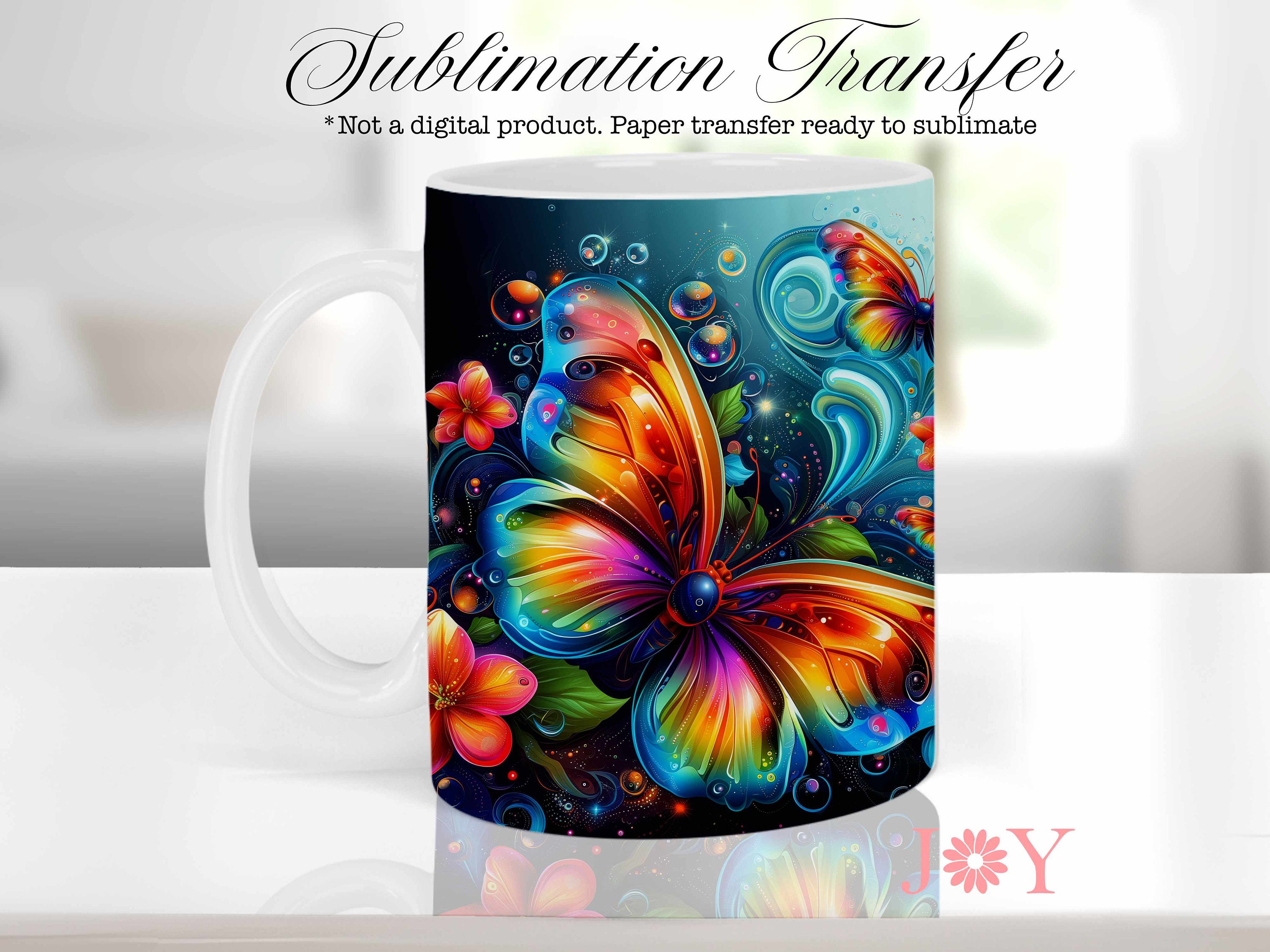 Sublimation Transfer, Butterflies Mug Wrap, Sublimation Paper Ready to ...