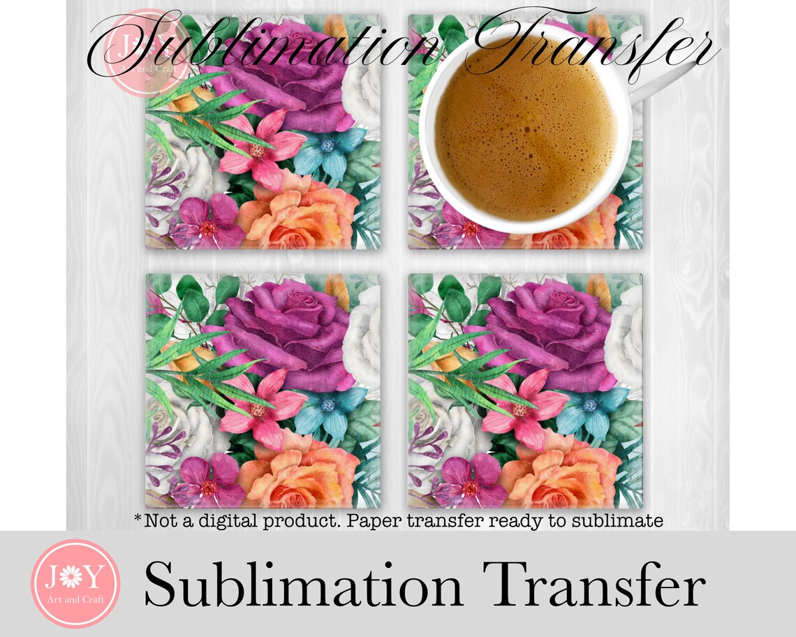 Sublimation Transfer for Mugs, Flowers Printed Sheet Ready to Press, 11 ...