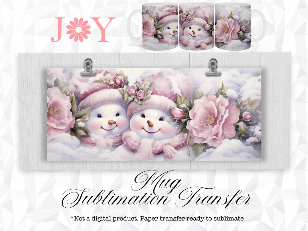 Snowman Mug Wraps Sublimation Transfer Ready to Press - Winter 11oz ...