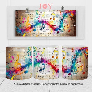 Music Notes Sublimation Print Ready to Press for Mugs, Mug Wrap ...