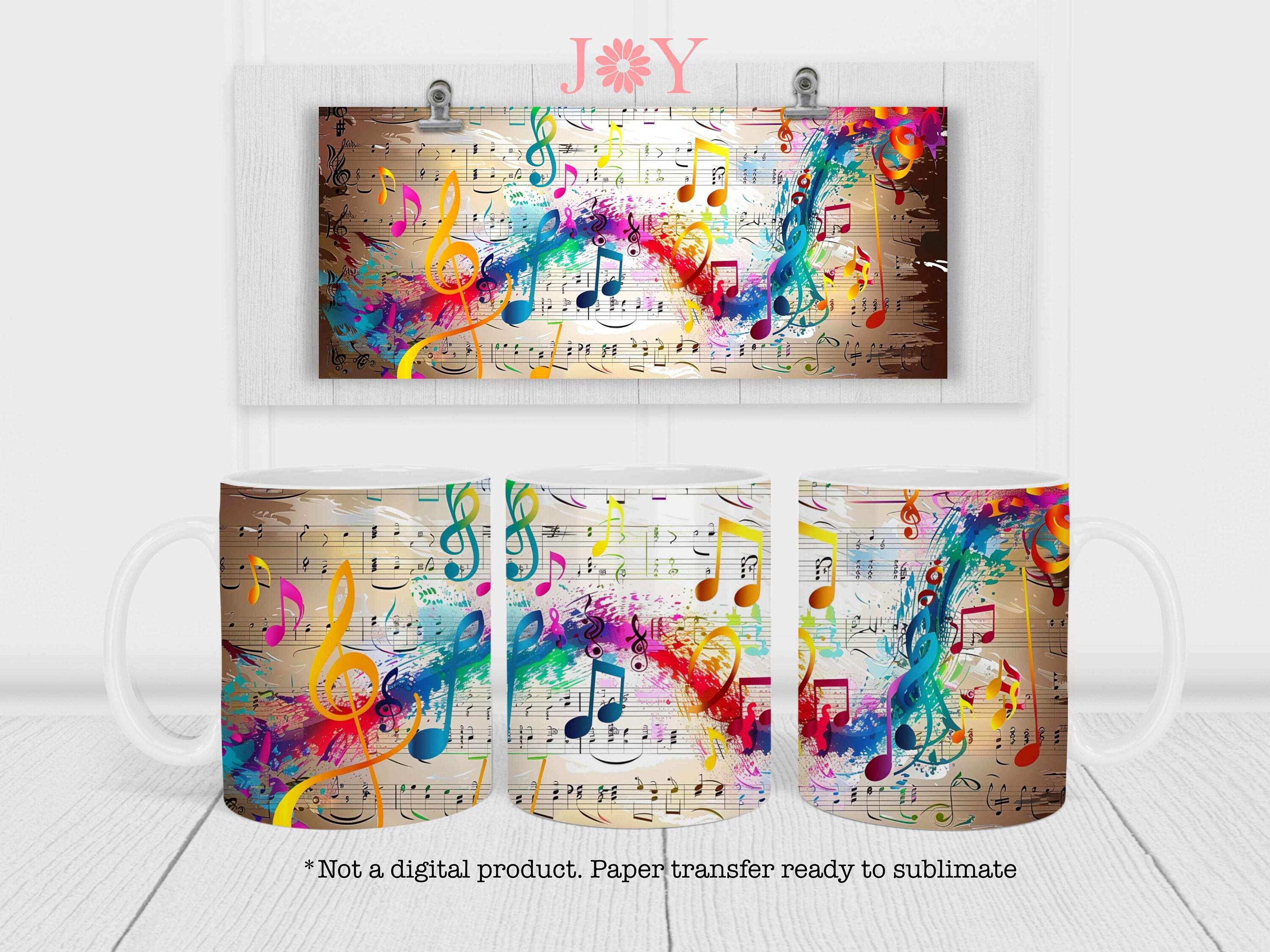 Music Notes Sublimation Print Ready to Press for Mugs, Mug Wrap ...