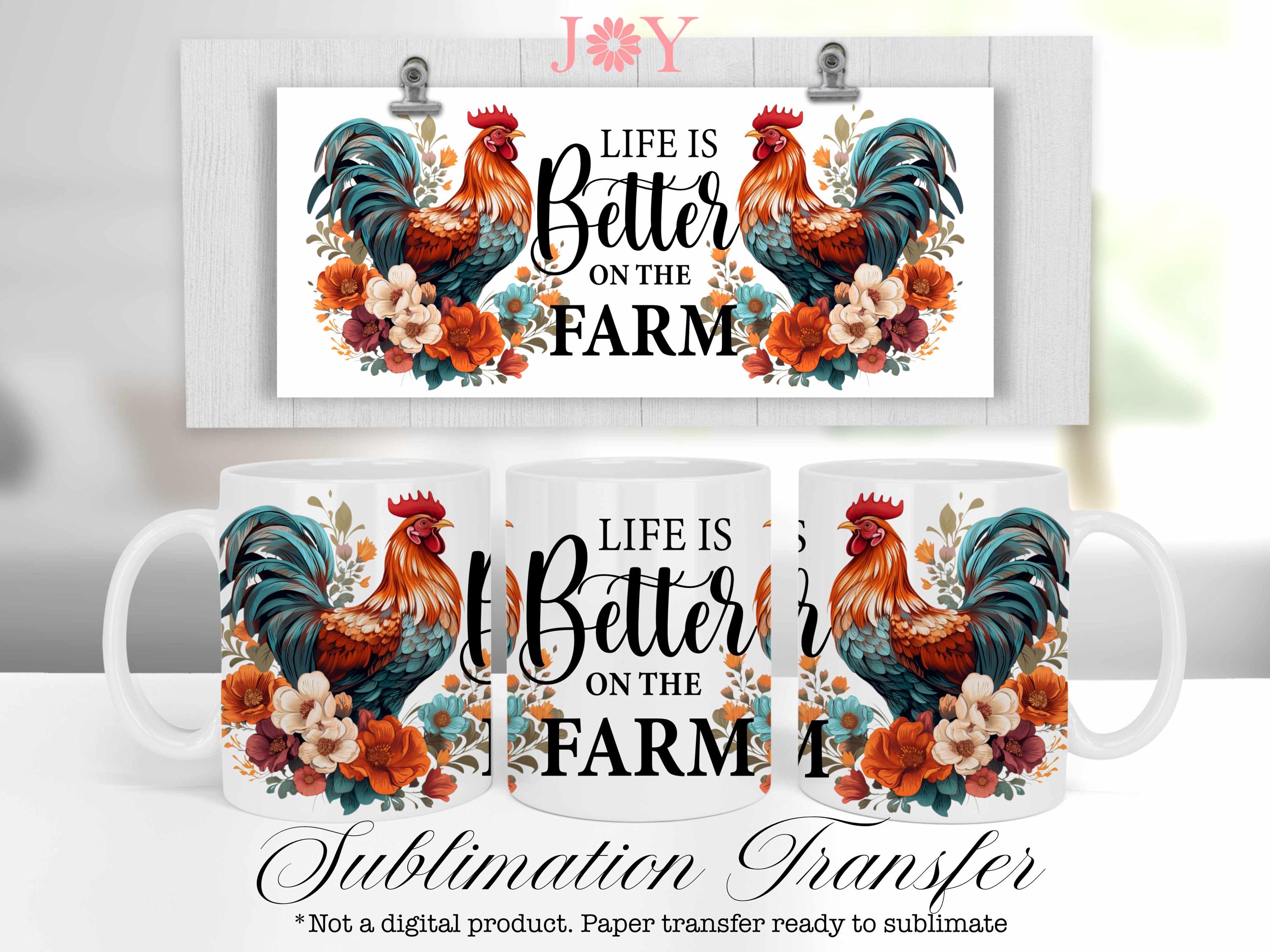Farm Mug Wrap Sublimation Transfer Ready to Press - Preprinted 11oz ...