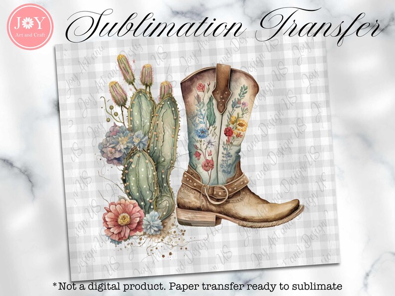 Sublimation Transfer Western Boots 20 Oz Skinny Tumbler - Etsy