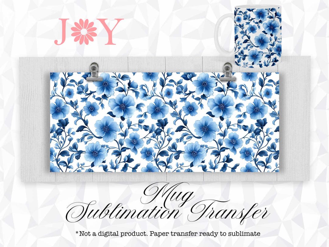 Antique Blue Sublimation Transfer Ready to Press for Mugs - 11oz, 12oz ...