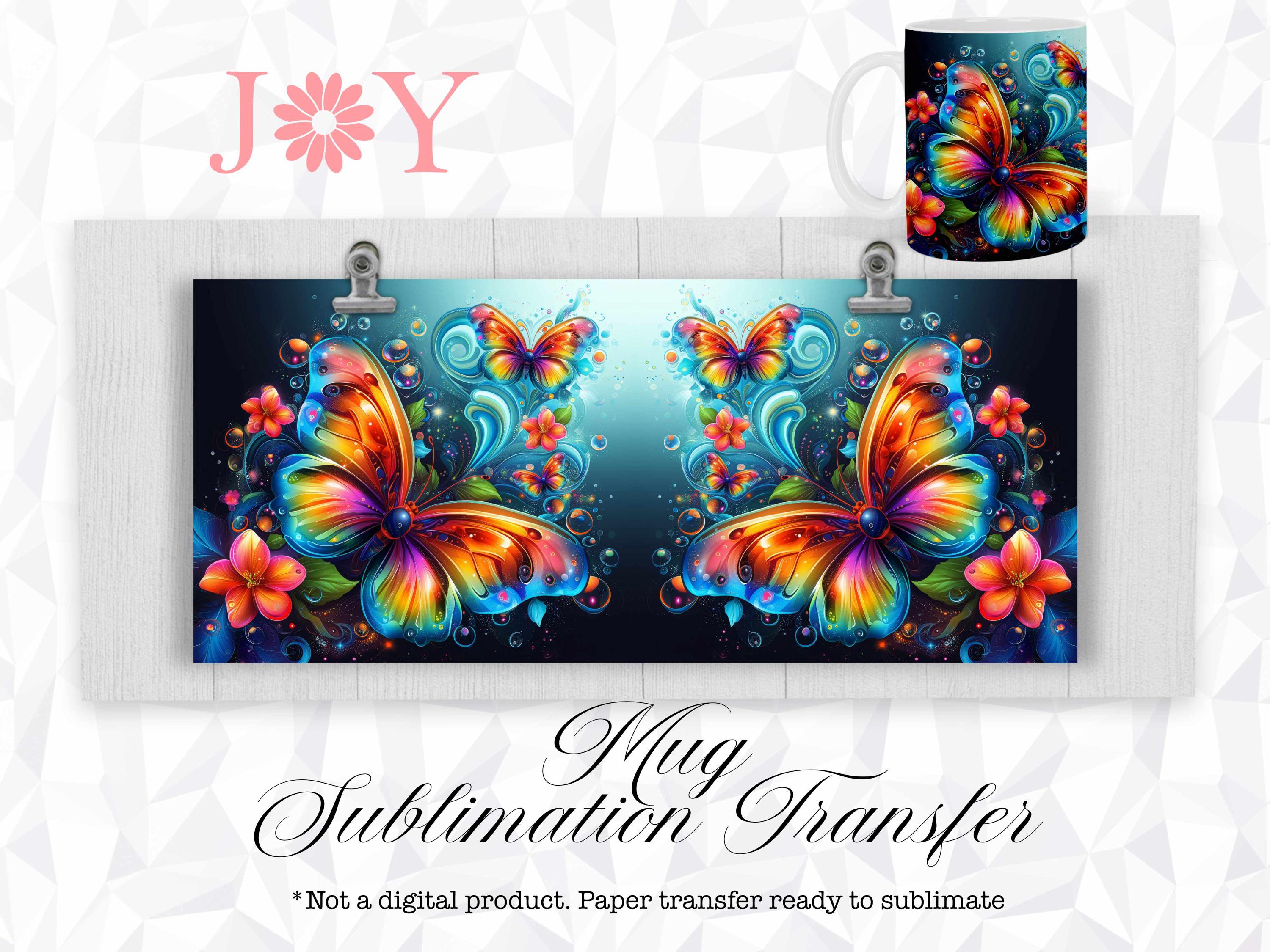 Sublimation Transfer, Butterflies Mug Wrap, Sublimation Paper Ready to ...