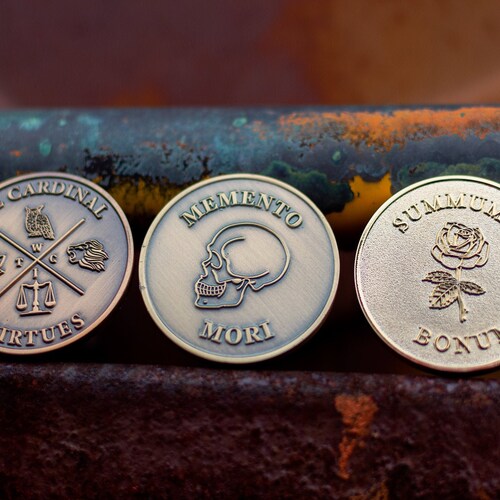 Stoic Coin Cardinal Virtues Memento Mori Amor Fati... - Etsy