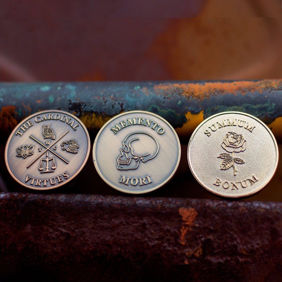 Stoic Coin Set custom Choice of 3 Memento Mori Amor Fati Momento Mori ...