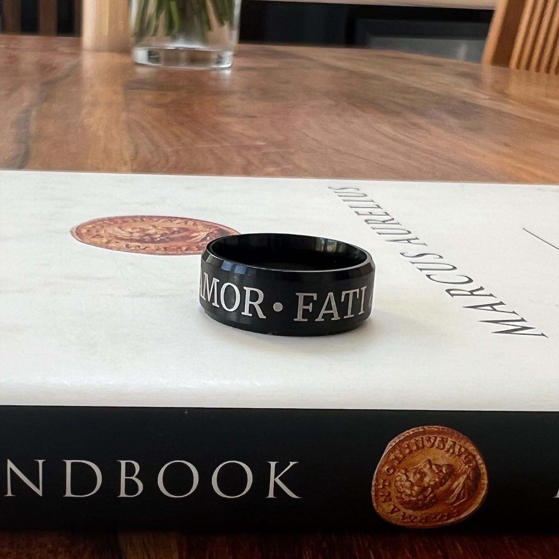 Stoic Ring Stoicism Black Band Philosophy Ring Amor Fati - Etsy UK