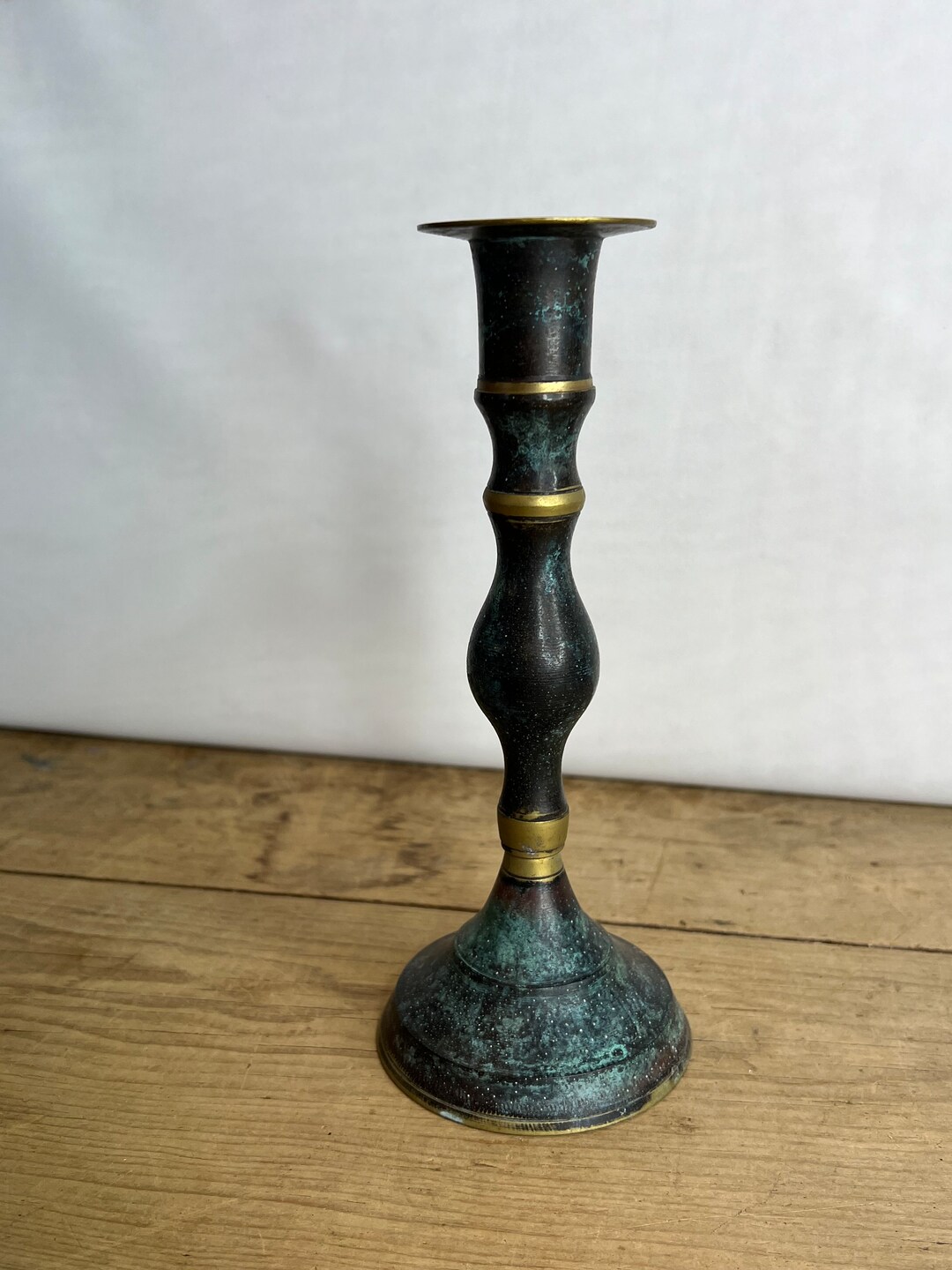 Vintage Brass Verdigris Effect Metal Candlestick / Candleholder. - Etsy