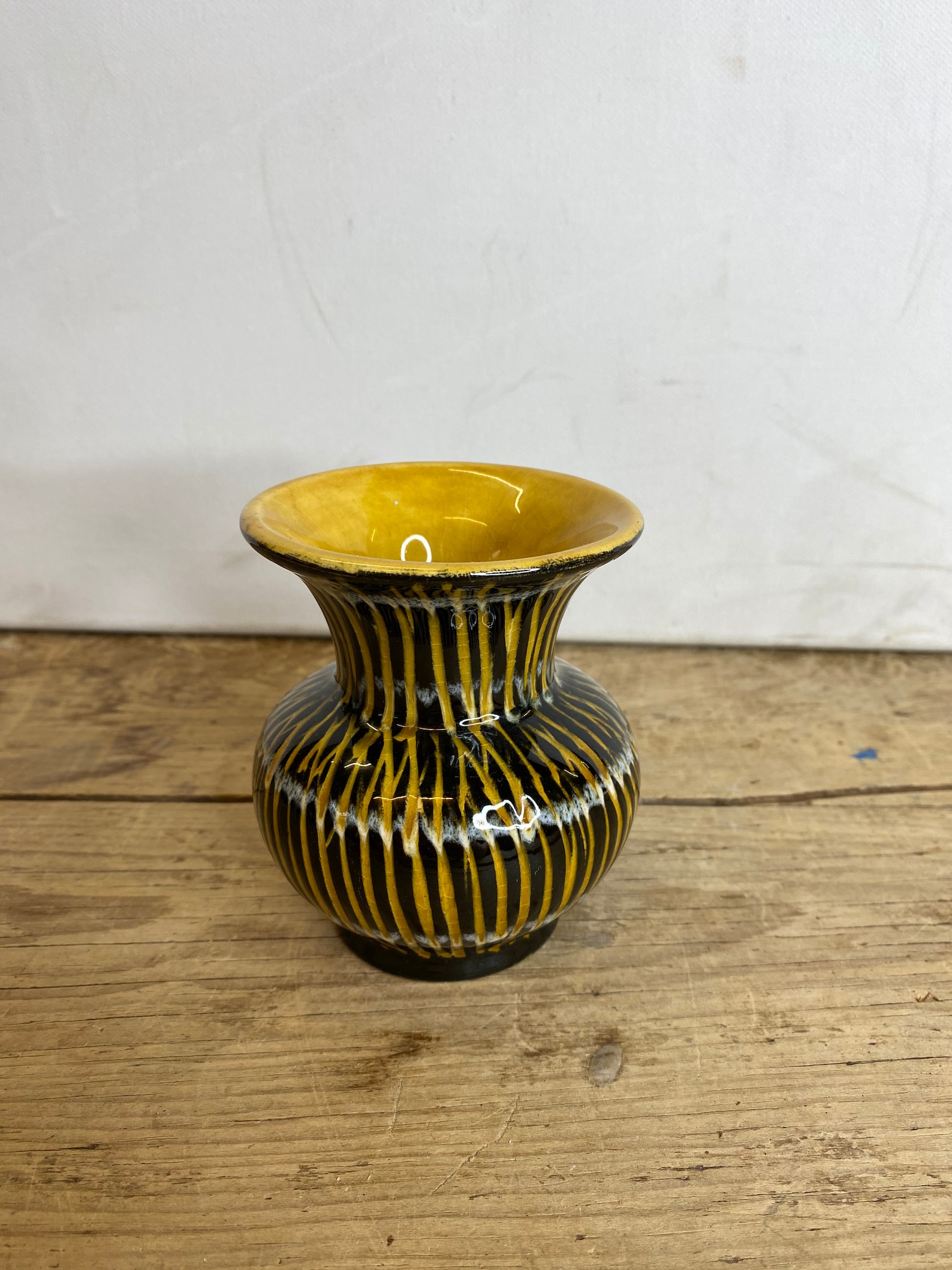 Vintage West German Black, Yellow and White Tall Urn Vase. Pretty ...