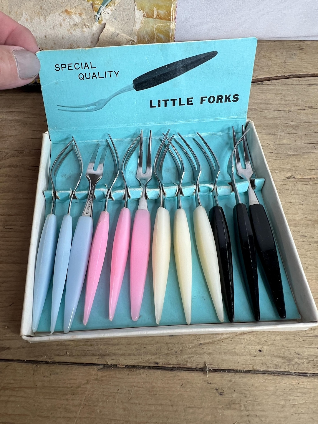 Vintage Little Forks Boxed Set of 12 Stainless Steel Forks - Black ...