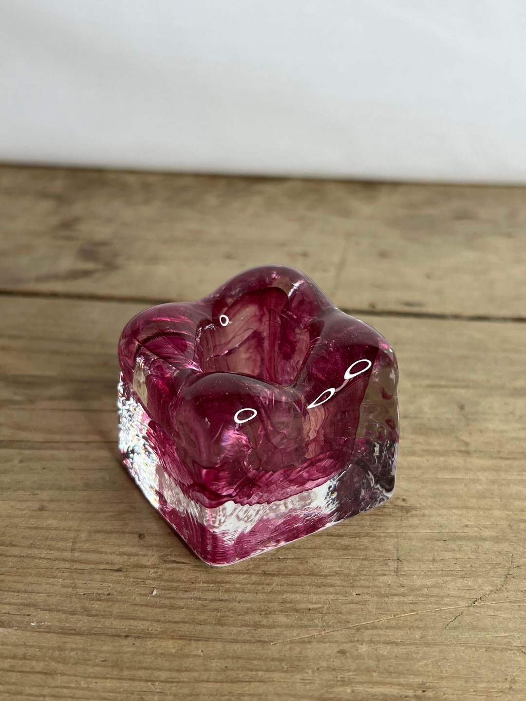 Vintage Adrian Sankey Small Bright Pink and Clear Small Rounded Candle ...