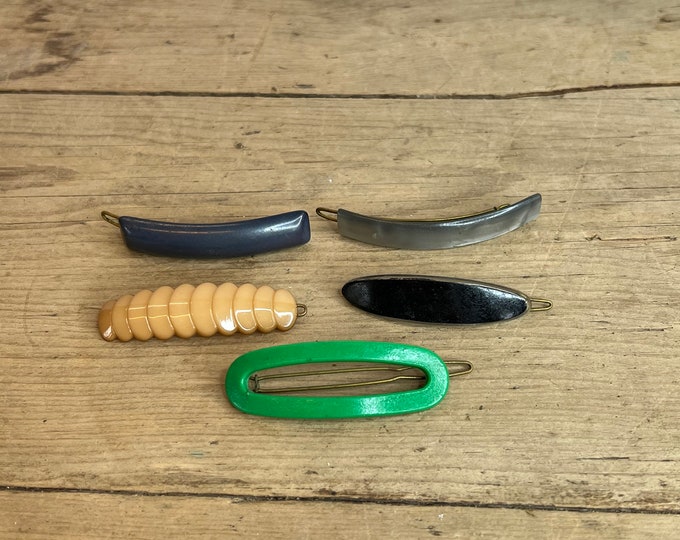 Vintage Set of 5 1950's Mixed Hairclips Faux Various Colours and ...