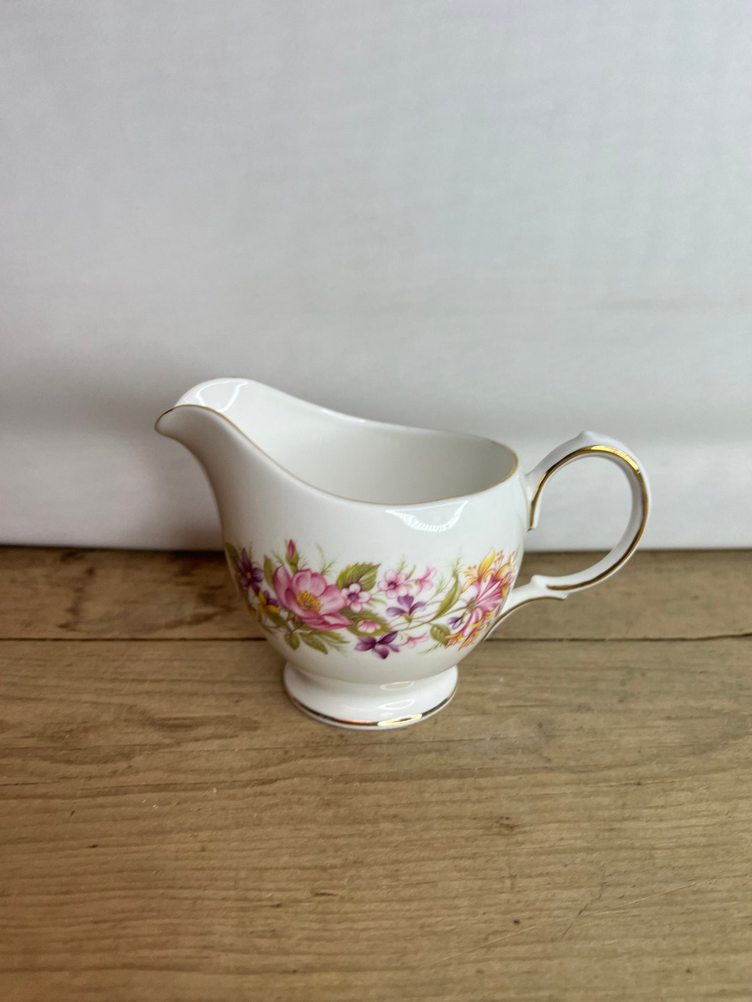 Vintage Colclough Pottery Wayside White and Pink Floral Pattern Milk ...