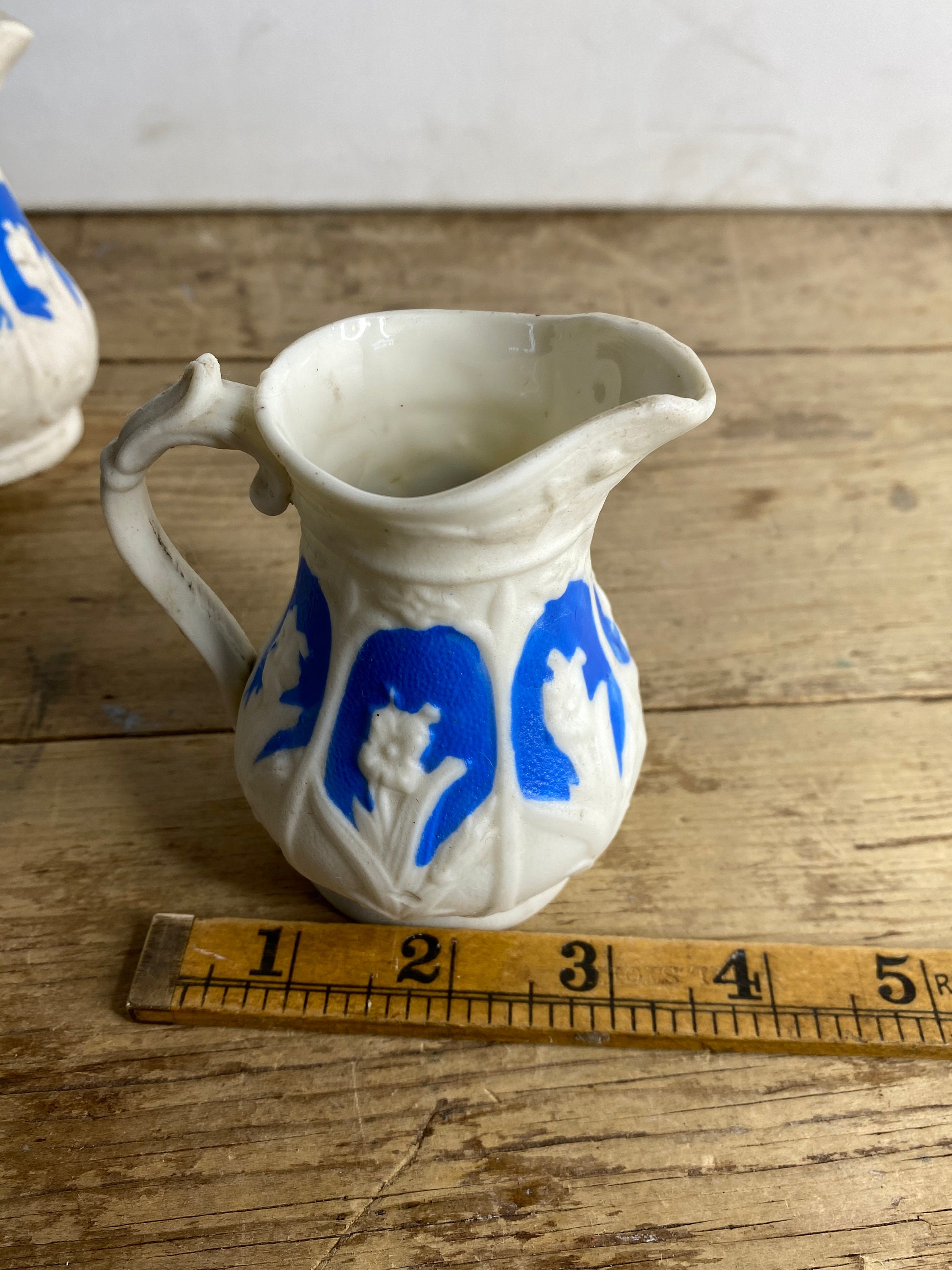 Vintage Pair of Blue and White Small Jugs With Jasperware - Etsy