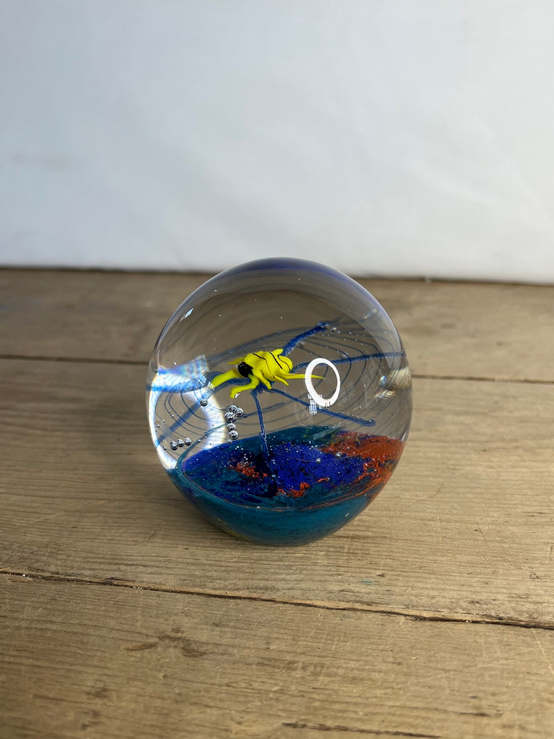 Vintage Round Clear Glass Paperweight With Spiderweb and Spider in the ...