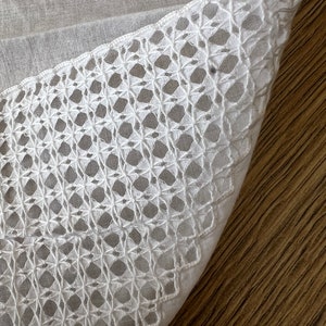 Vintage White Cotton Hanky / Handkerchief. Embroidered Pierced Edge and ...