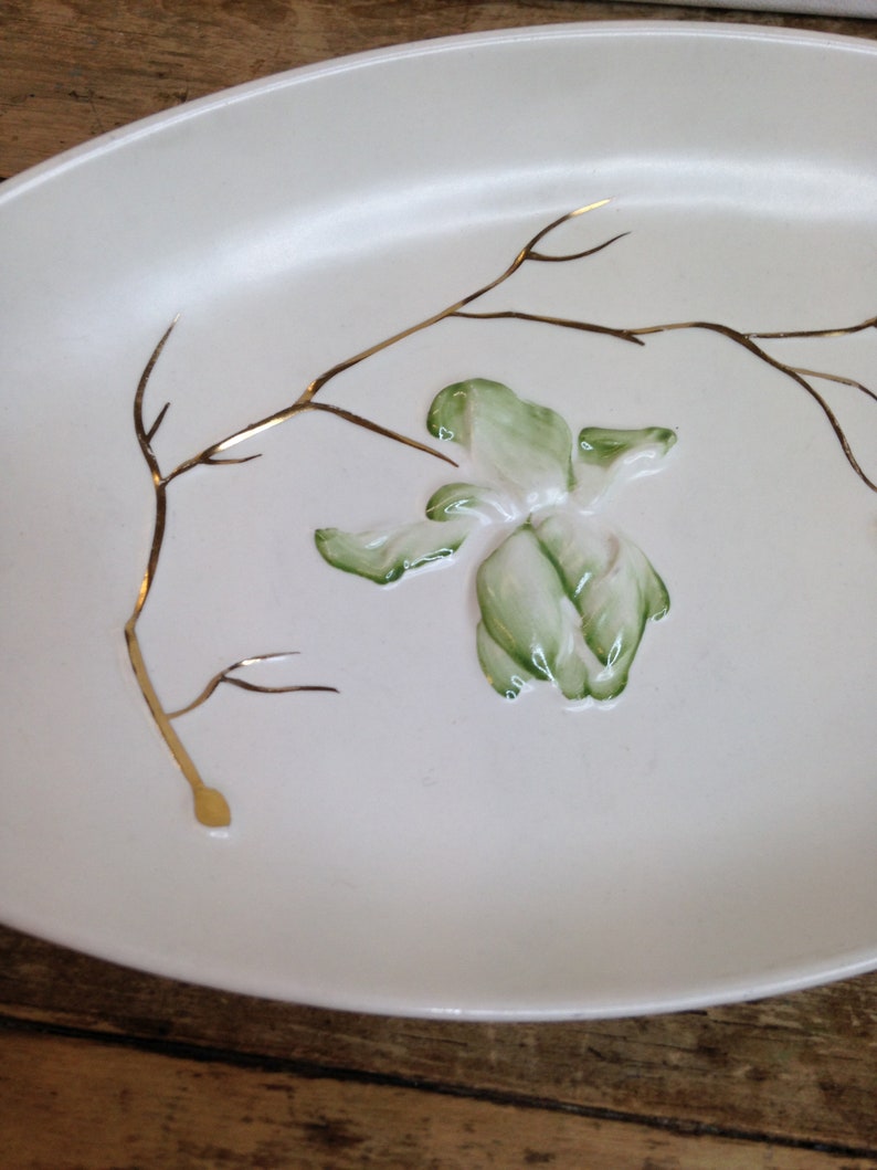 Vintage Carlton Ware Cream and Green Magnolia Pattern Oval - Etsy