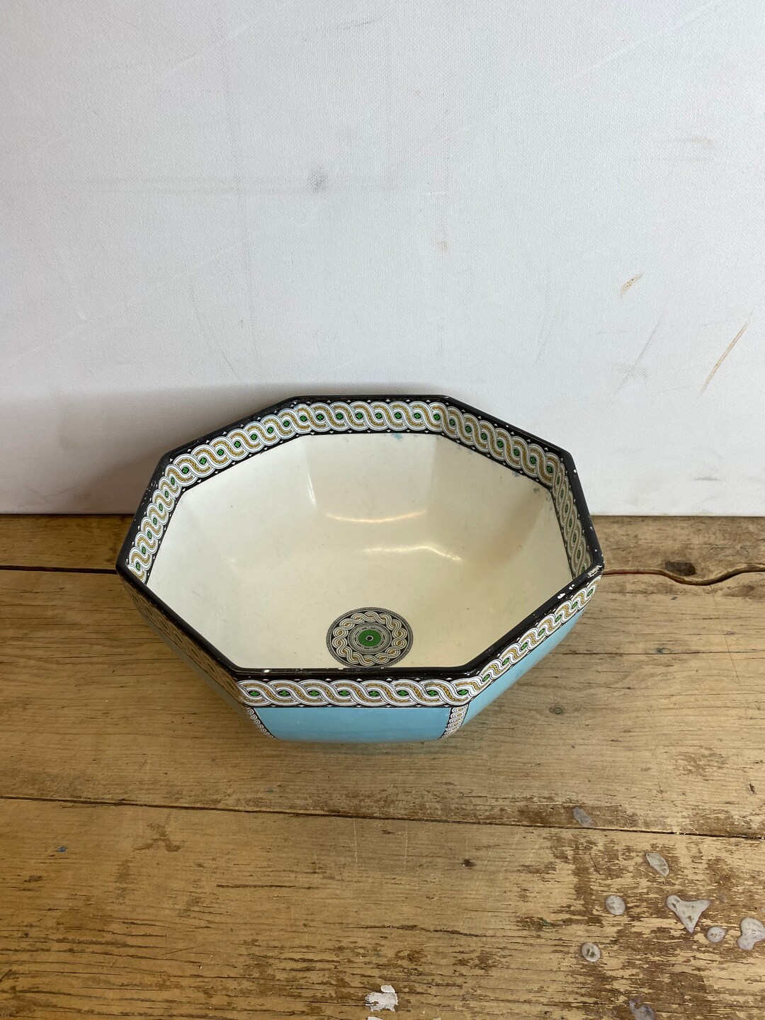 Vintage Beautiful Cauldon Octagonal Large Bowl / Dish. Duck Egg Blue ...