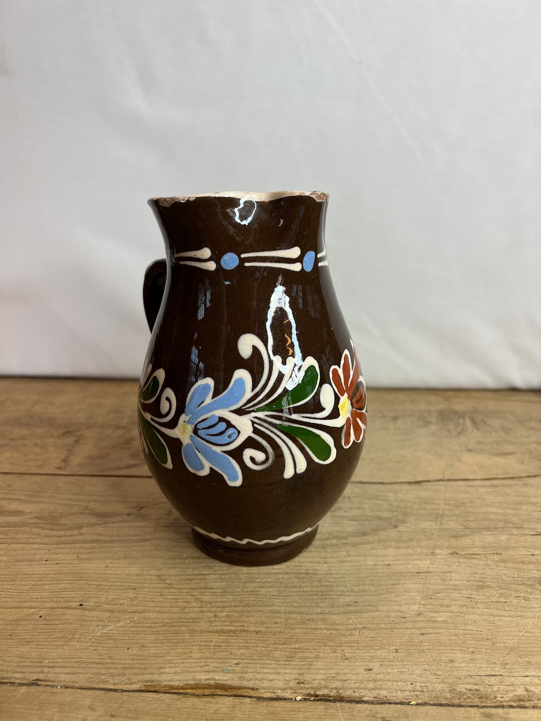 Vintage Unnamed Brown Chunky Barge Ware Large Water Jug / Pitcher. 7 ...