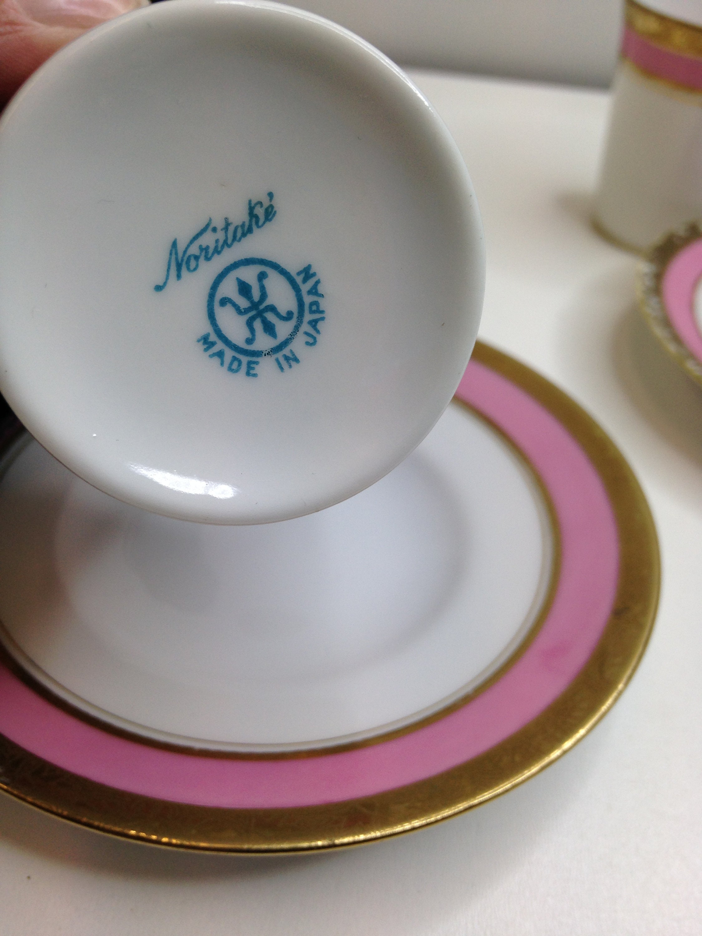 Vintage Noritake Pair of White and Pink With Gilt Edge - Etsy UK