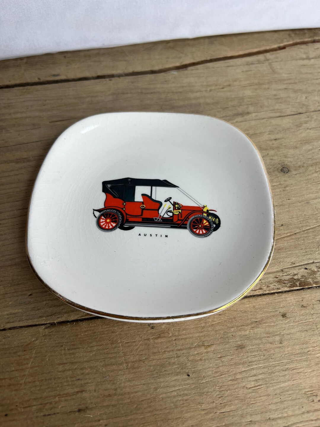Vintage Alma Pottery Austin Classic Car Plate - Crazed Otherwise in ...