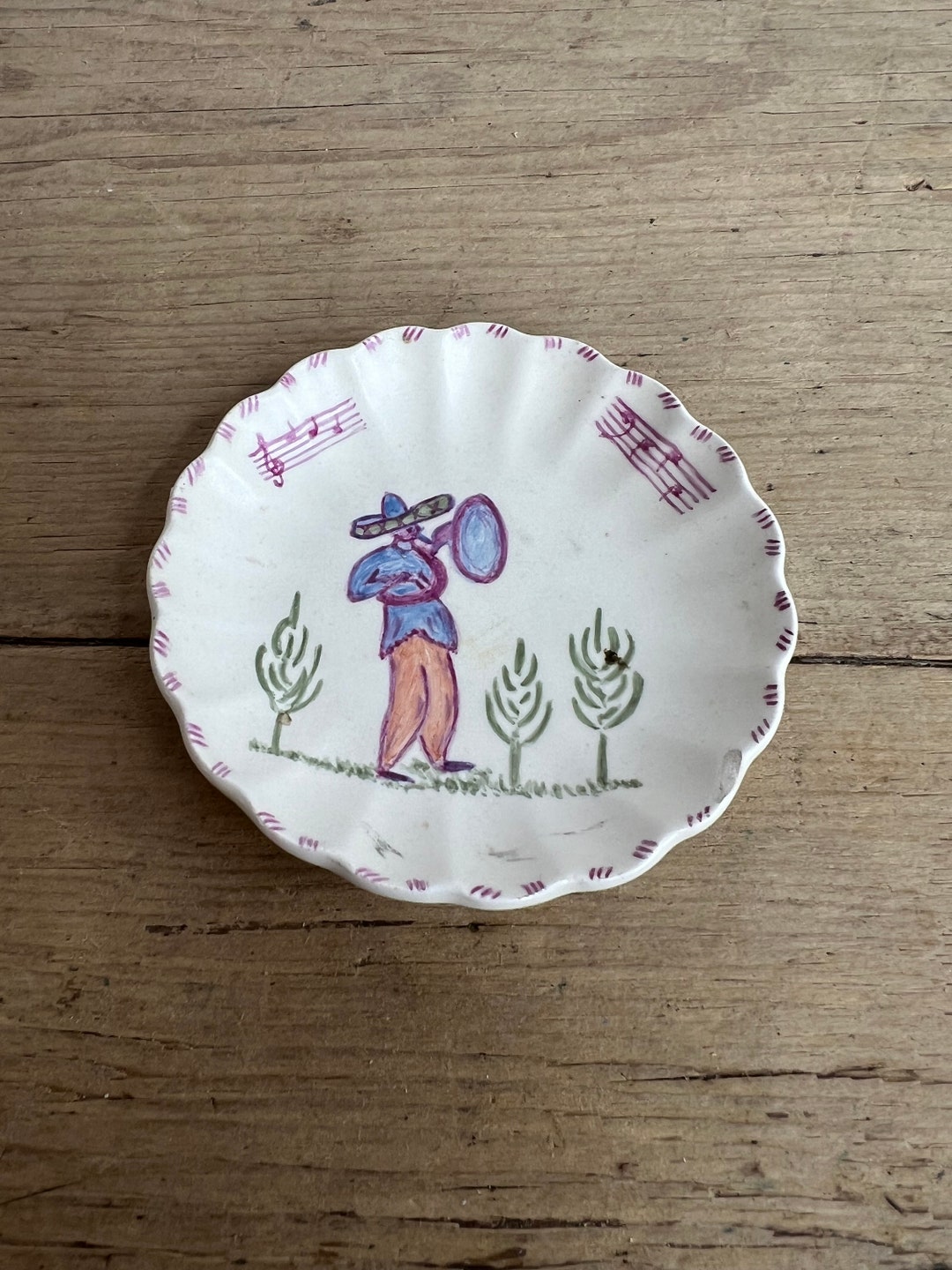 Vintage Small Spode Velamore Fluted Pin Dish With Handpainted Mexican ...