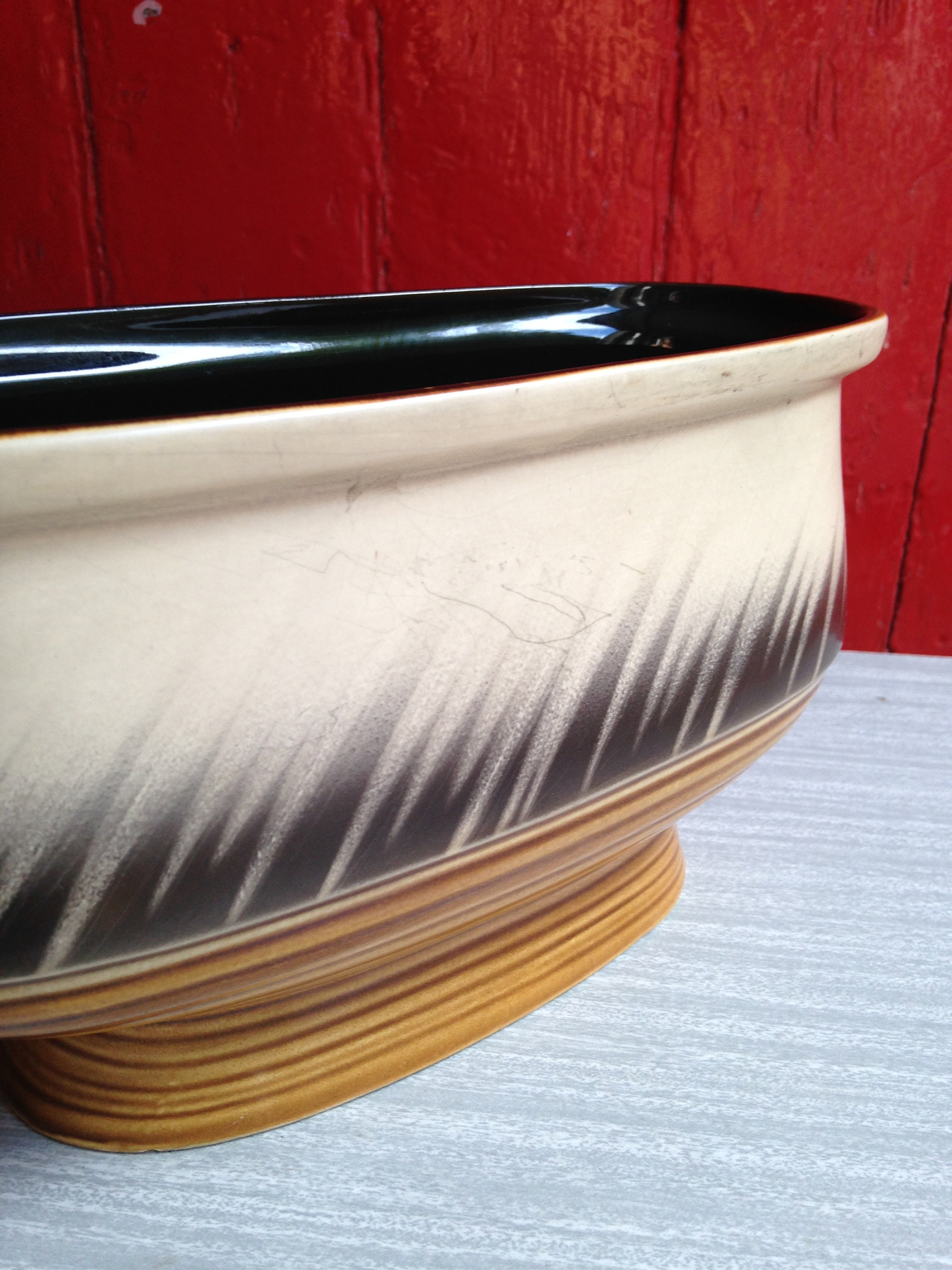 Vintage 1950s Satin Glazed Brown Black Cream Sylvac Planter / | Etsy UK