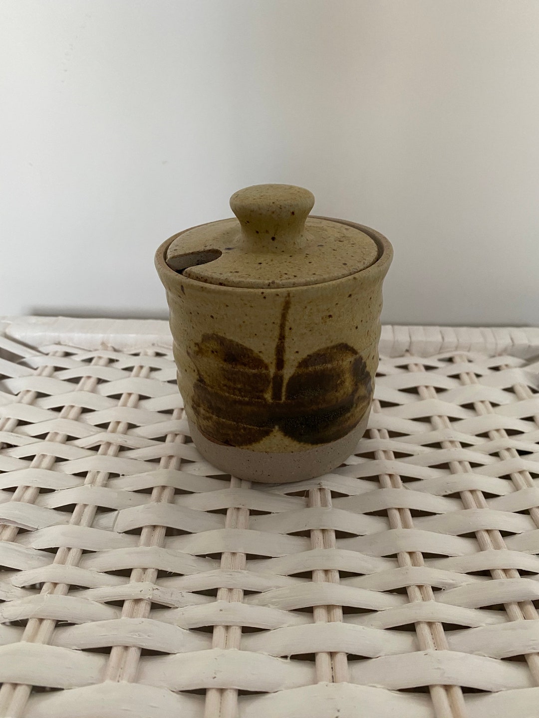 Vintage Unsigned Studio Pottery Preserve Jam Pot - With Handpainted ...