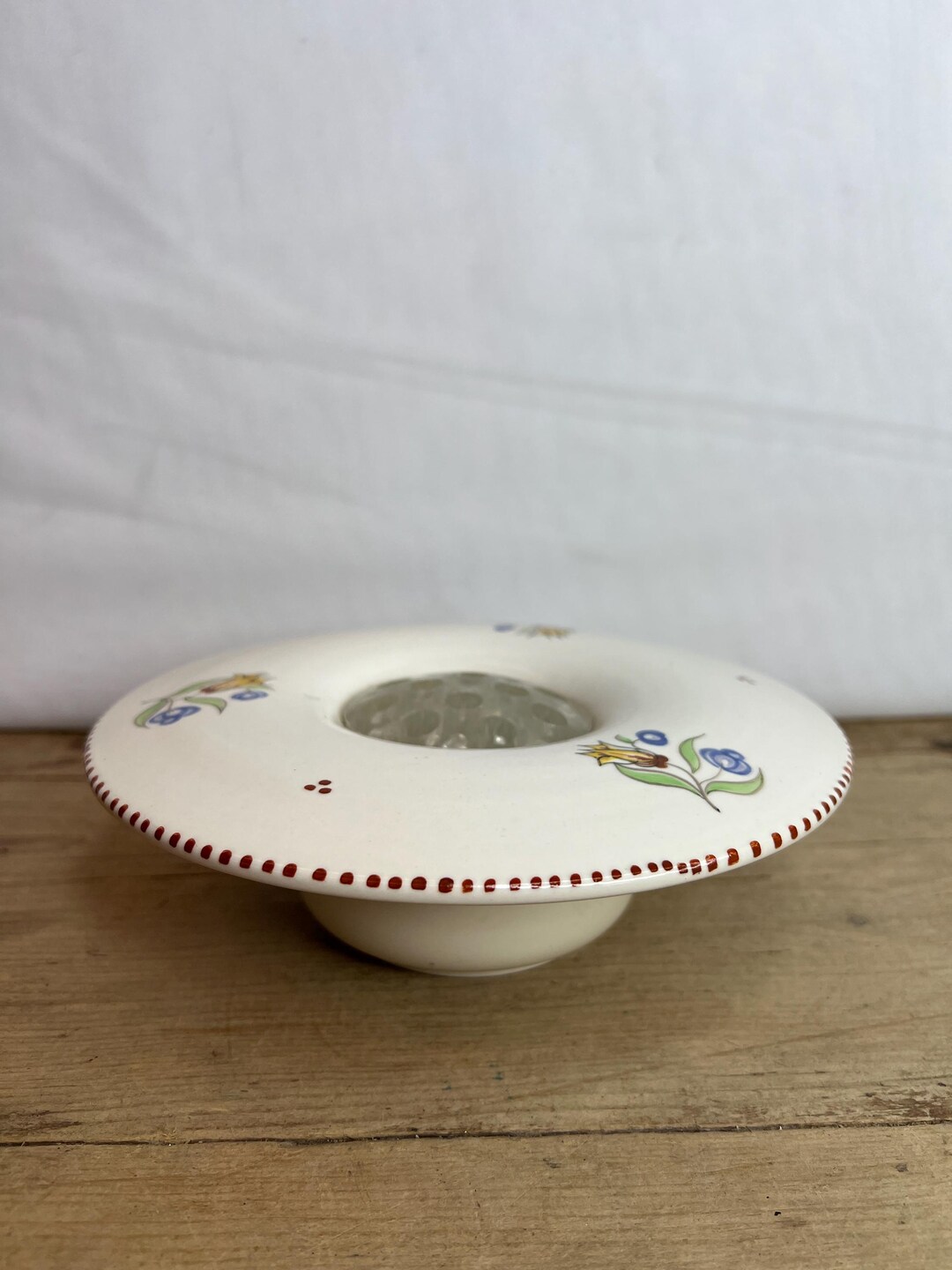 Vintage Poole Pottery Traditional Floral Handpainted White With Yellow ...