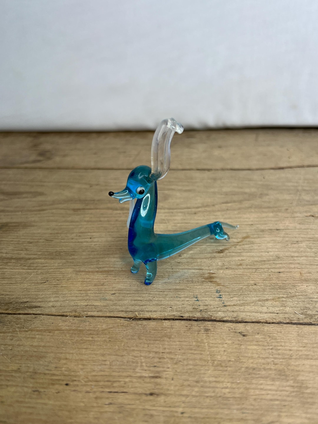 Vintage Quirky Murano Large Bright Blue and Clear Glass Sausage ...