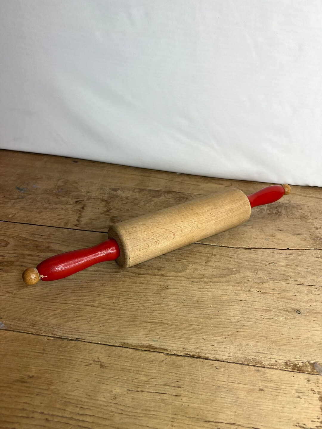 Vintage Wooden Rolling Pin With Rotating Body and Turned Handles Lovely ...