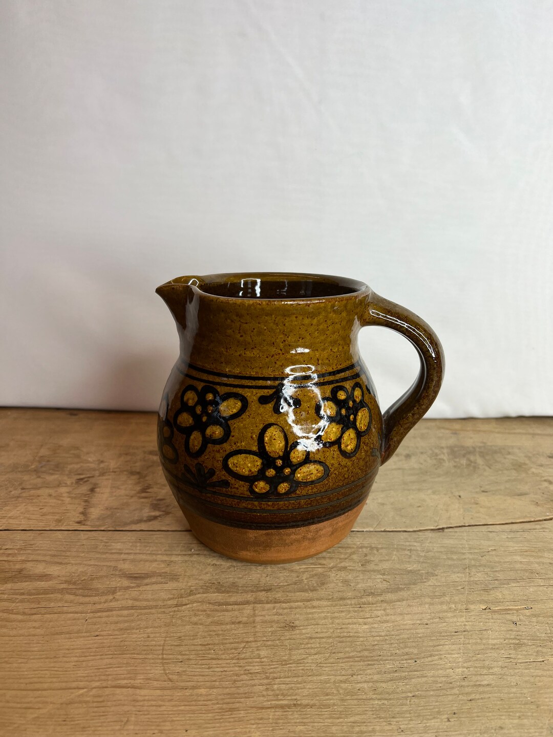 Vintage Peter Dick Coxwold Studio Pottery Large Pitcher / Jug Mustard ...