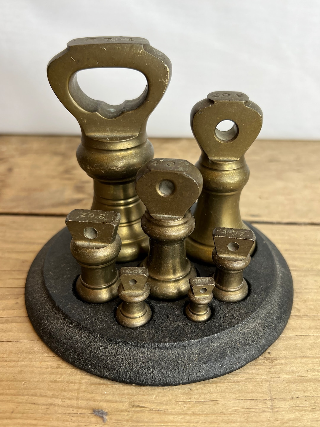 Vintage Solid Brass Bell Weights. Set of 5, Lovely Shape Great Patina ...