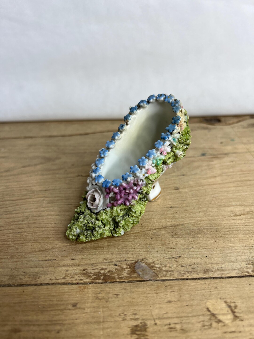 Vintage Elfinware / Mossware Shoe / Slipper Trinket Posy Holder ...