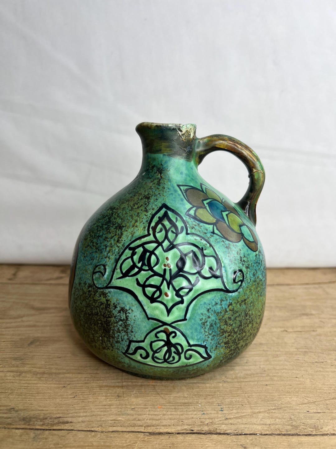 Vintage Clews & Co Chameleon Ware Pottery Green Jug Made in England 102 ...