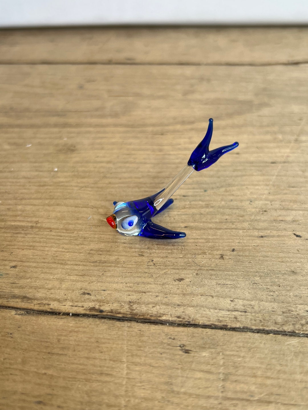 Vintage Quirky Blue and Clear Glass Fish - Lovely Item - in Very Good ...