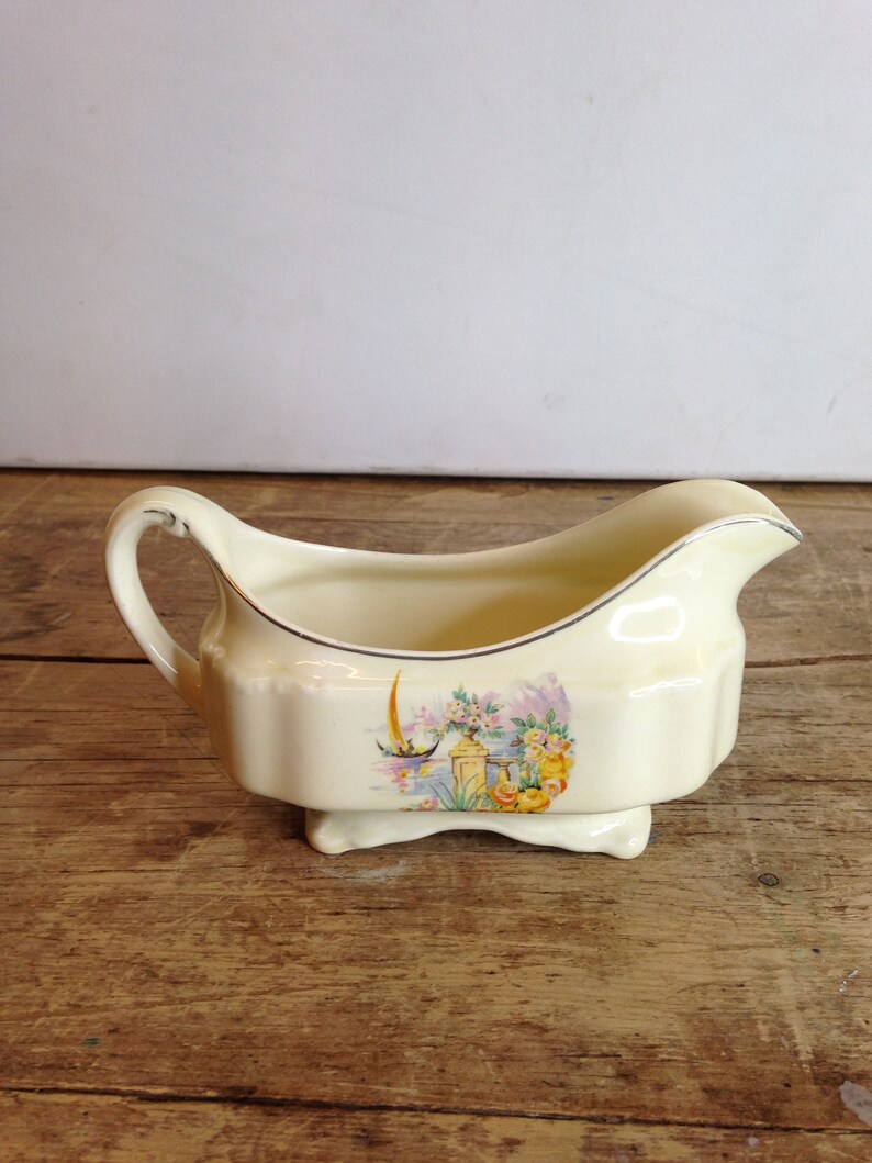 Vintage J&G Meakin Sunshine Ivory Gravy / Sauce Boat, Pretty Italian ...
