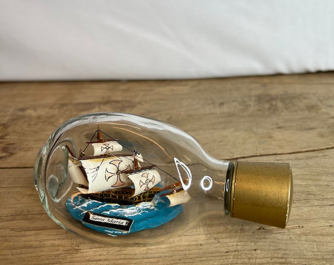 Vintage Small Santa Maria Ship in Bottle / Dimple Bottle by Nauticalia ...
