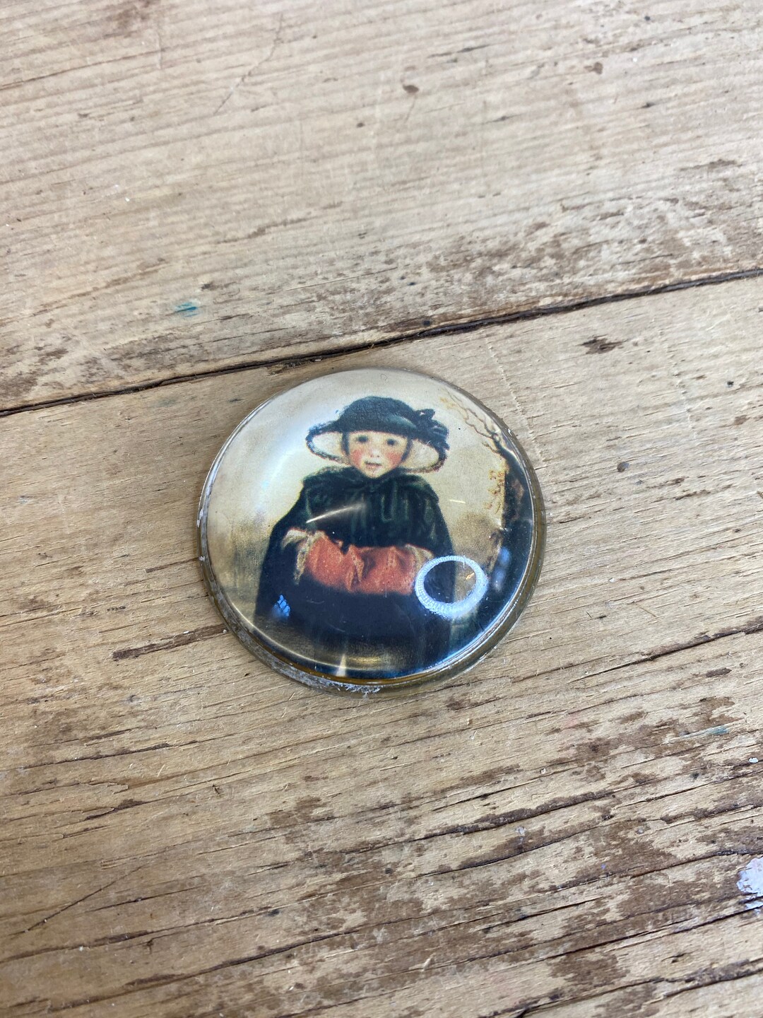 Vintage Nigel Pain Paperweight Domed Resin With Picture of Girl Inside ...