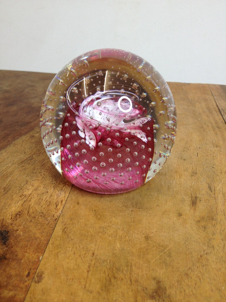 Vintage Pink Caithness cauldron Glass Paperweight - Etsy