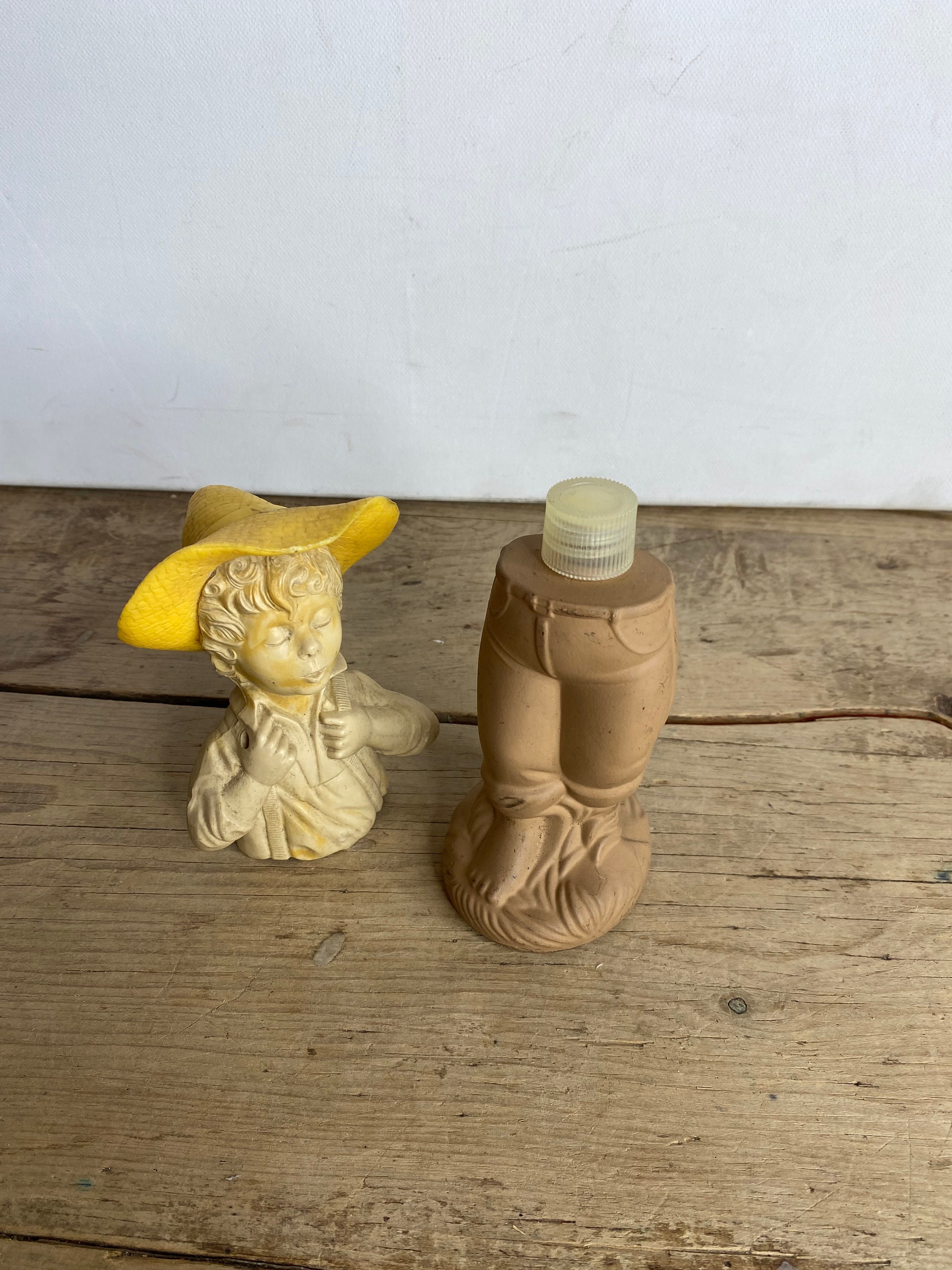 Vintage Tall Brown and Yellow Cowboy / Farmer With Hat | Etsy