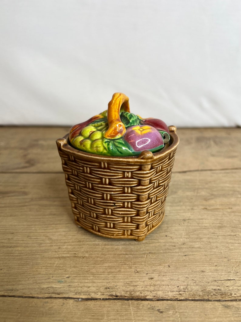 Vintage Marutomo Ware Made in Japan Brown Basket Round Shaped Sugar ...