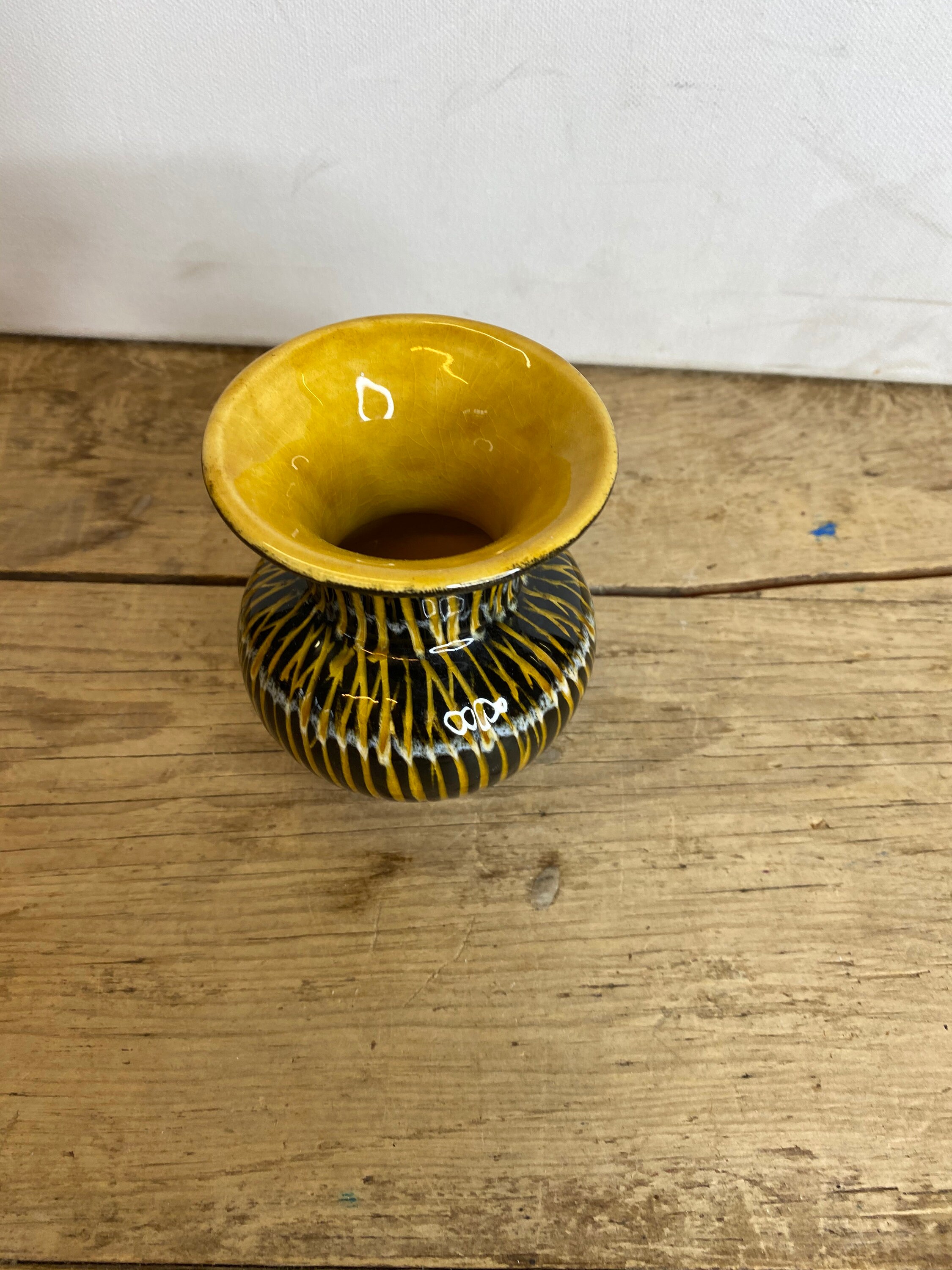 Vintage West German Black, Yellow and White Tall Urn Vase. Pretty ...