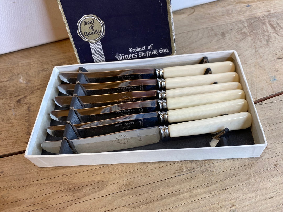 Vintage Boxed Set of 6 Viners Stainless Chrome Steel Cutlery. in Very ...