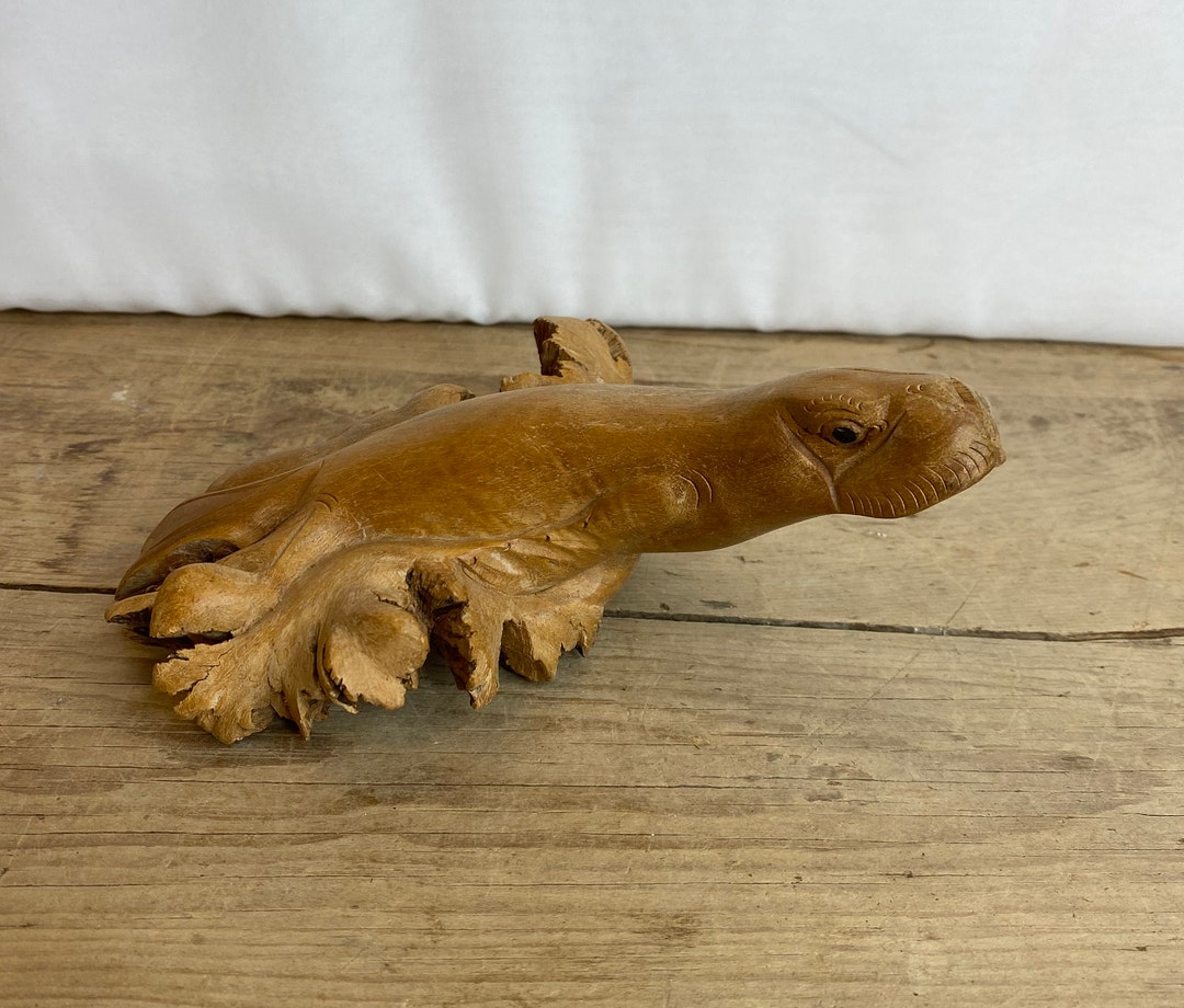 Vintage Handmade Carved Wooden Walrus From A Tree Branch. - Etsy