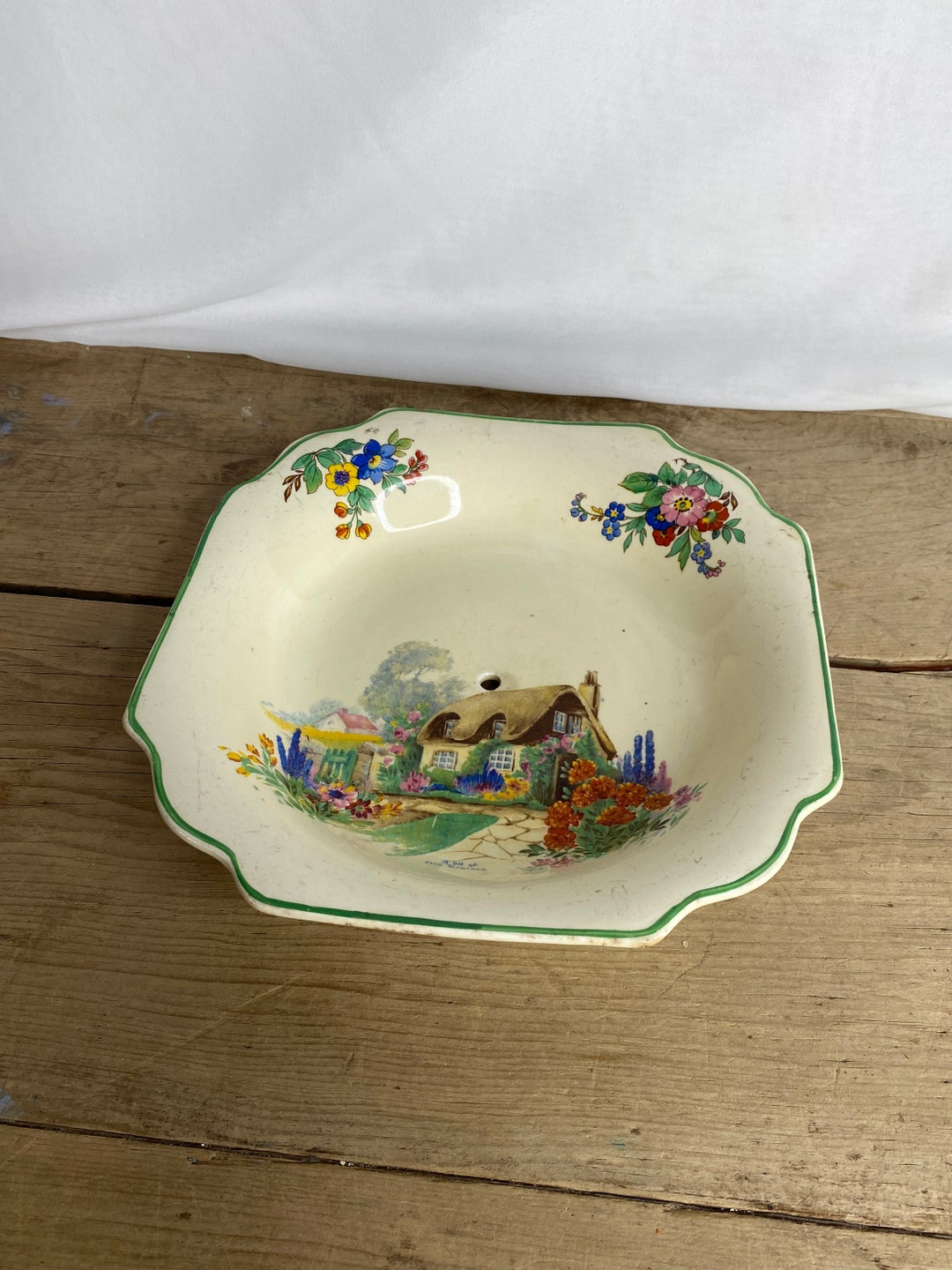 Vintage 1930's Adams Titan Ware China Old English Cottage Square Dish ...
