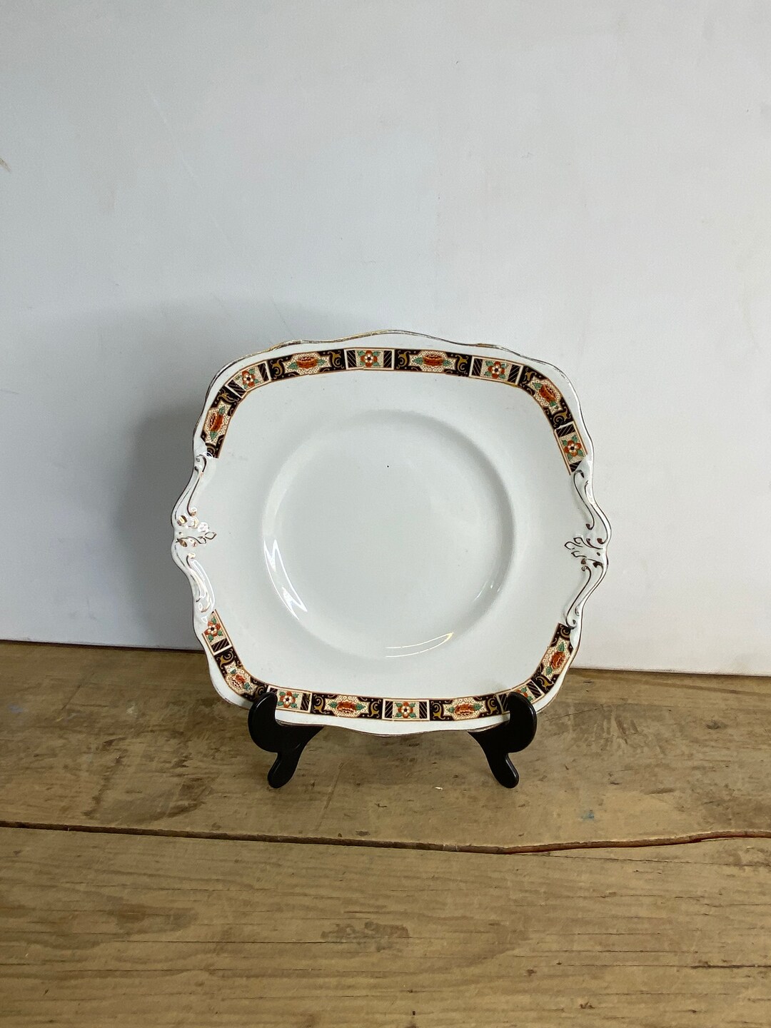 Vintage Tams Ware Bone China Cake Plate With a Blue Orange Floral ...