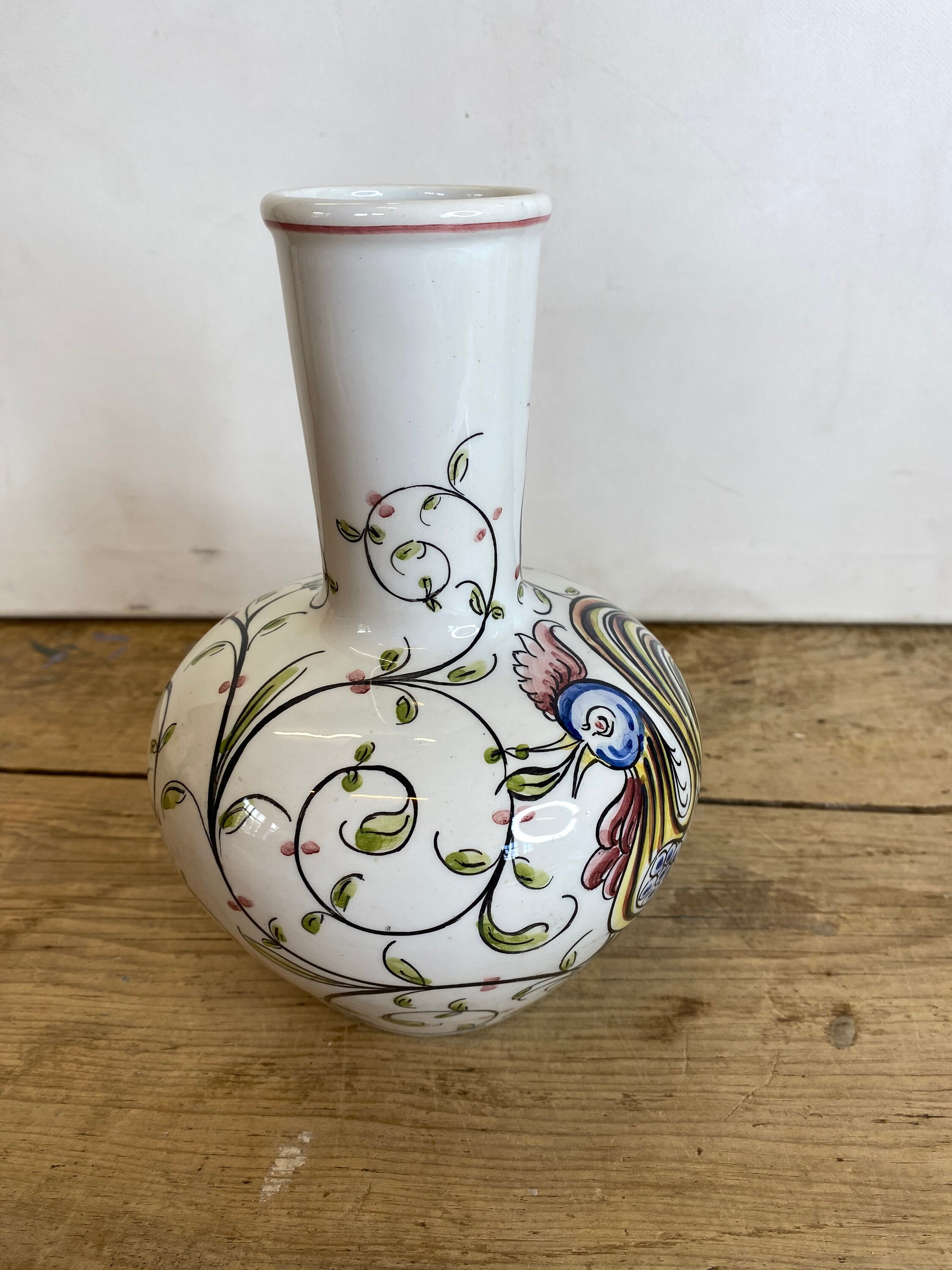 Vintage Anfora Agueda Hand Painted Vase. Made in Portugal. Cockerel ...