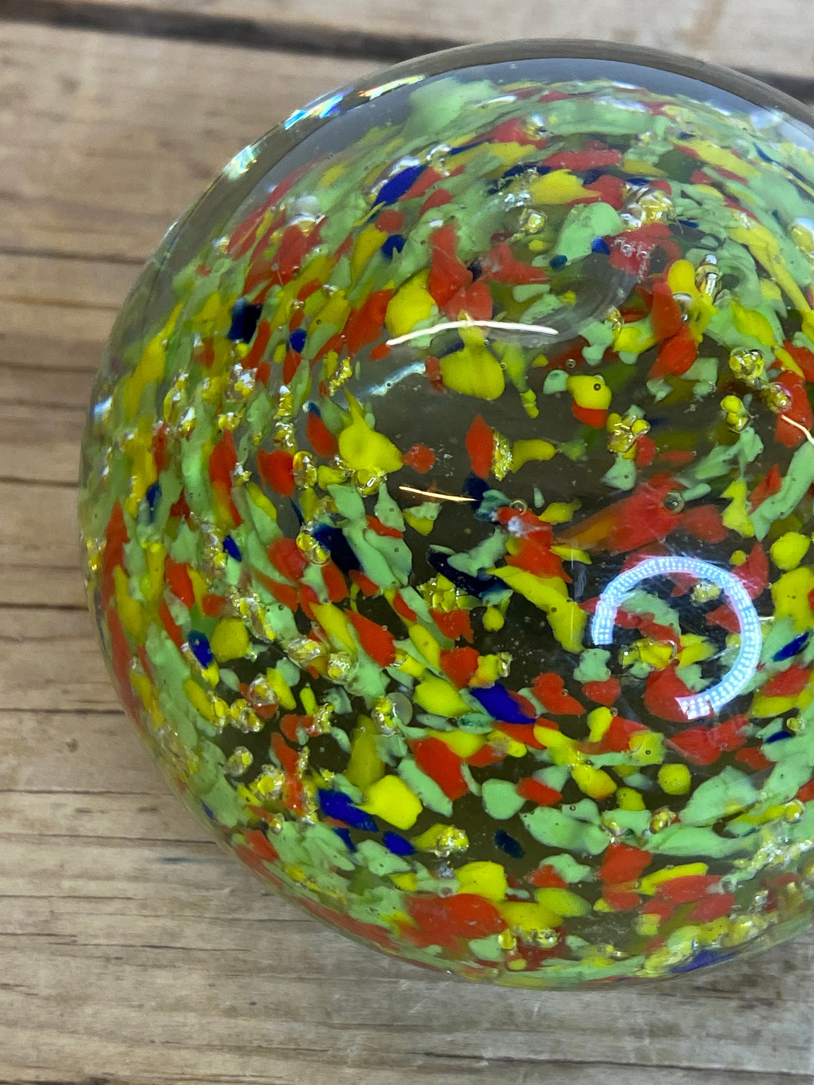 Vintage Speckled Yellow Green and Red Glass Paperweight With - Etsy UK